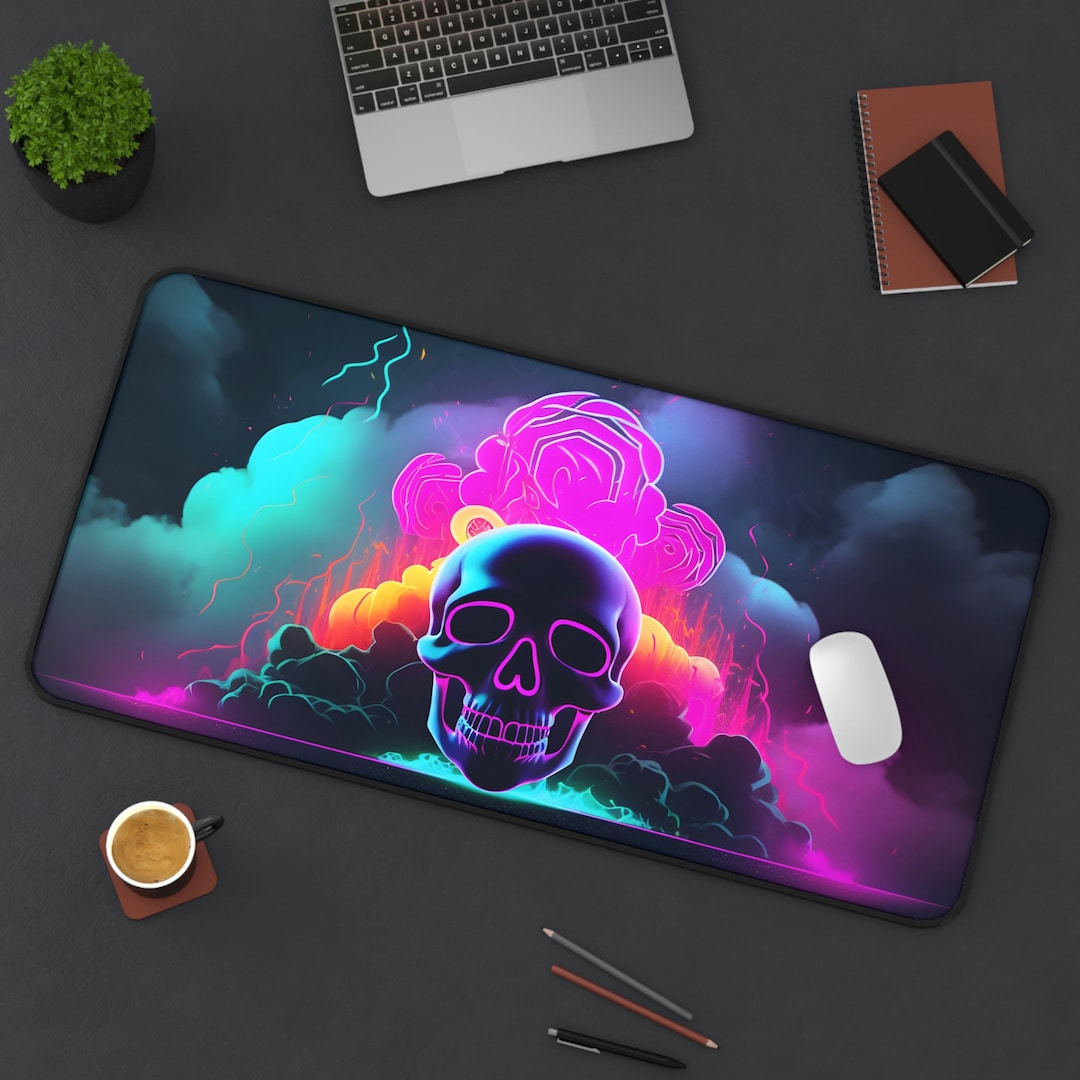 Spooky Desk Mat, Skull Desk Mat for Gaming, Cool Mouse Pad for Gamer Bf ...