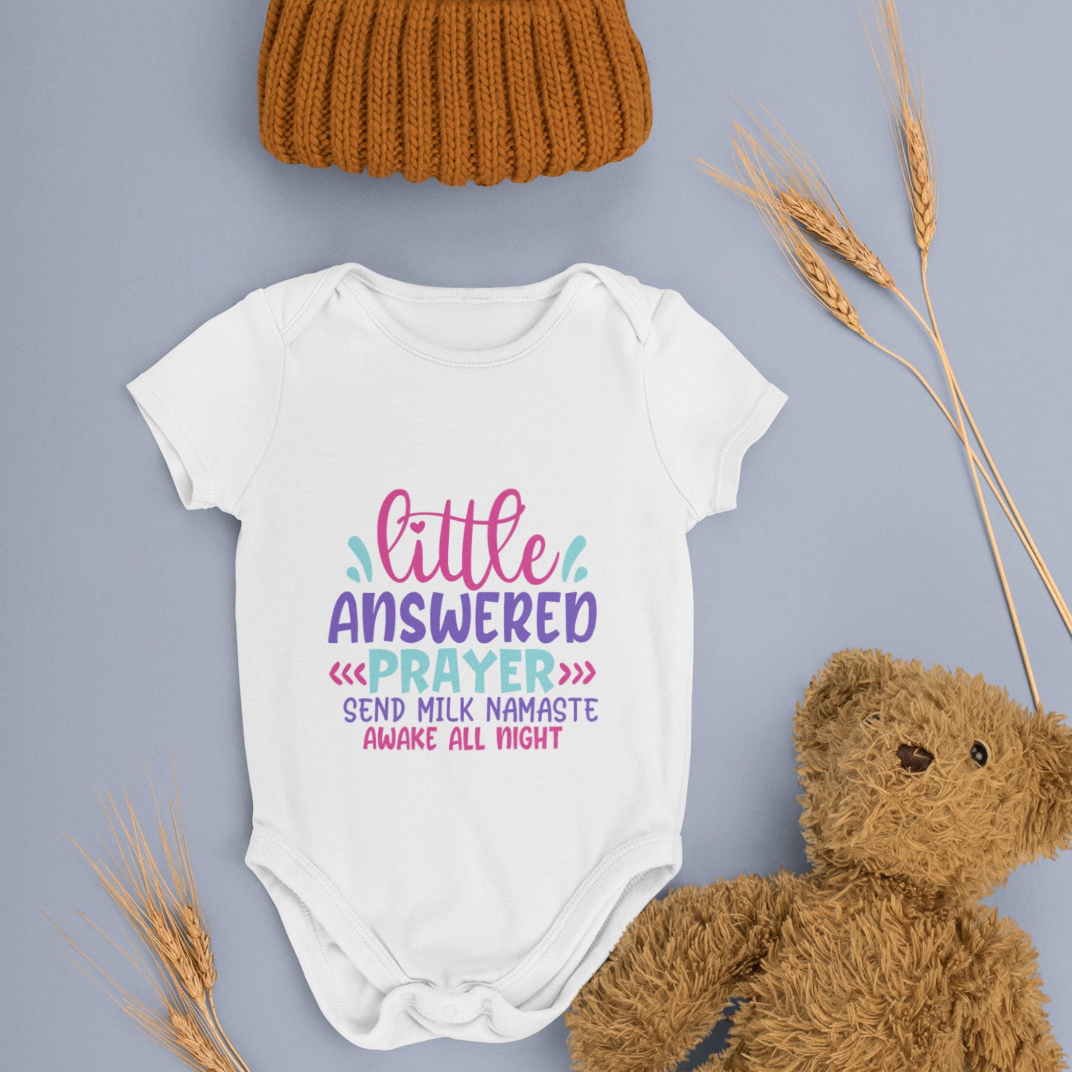 Newborn Funny Baby Onesie Svg for Baby Boy Girl Little Answered Prayer ...