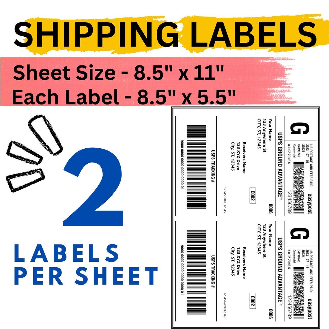 Bulk Blank Shipping Labels Mailing Labels With Adhesive for Small ...