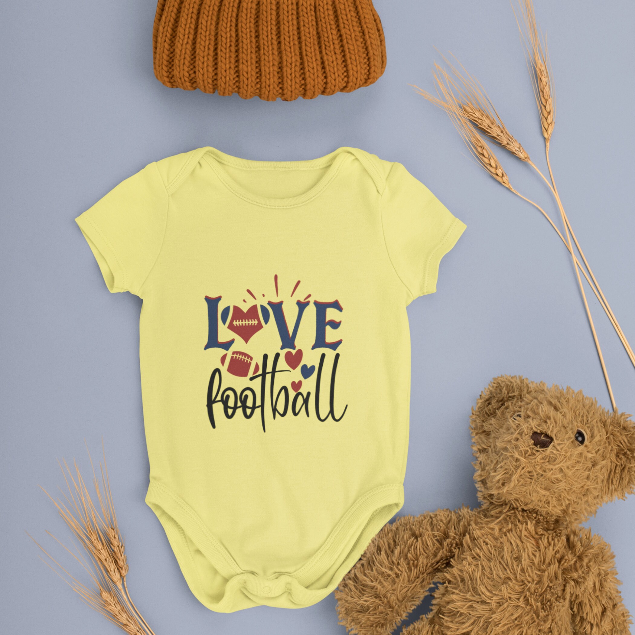Love Football Baby Onesie SVG: Newborn Sports Design (digital Download ...