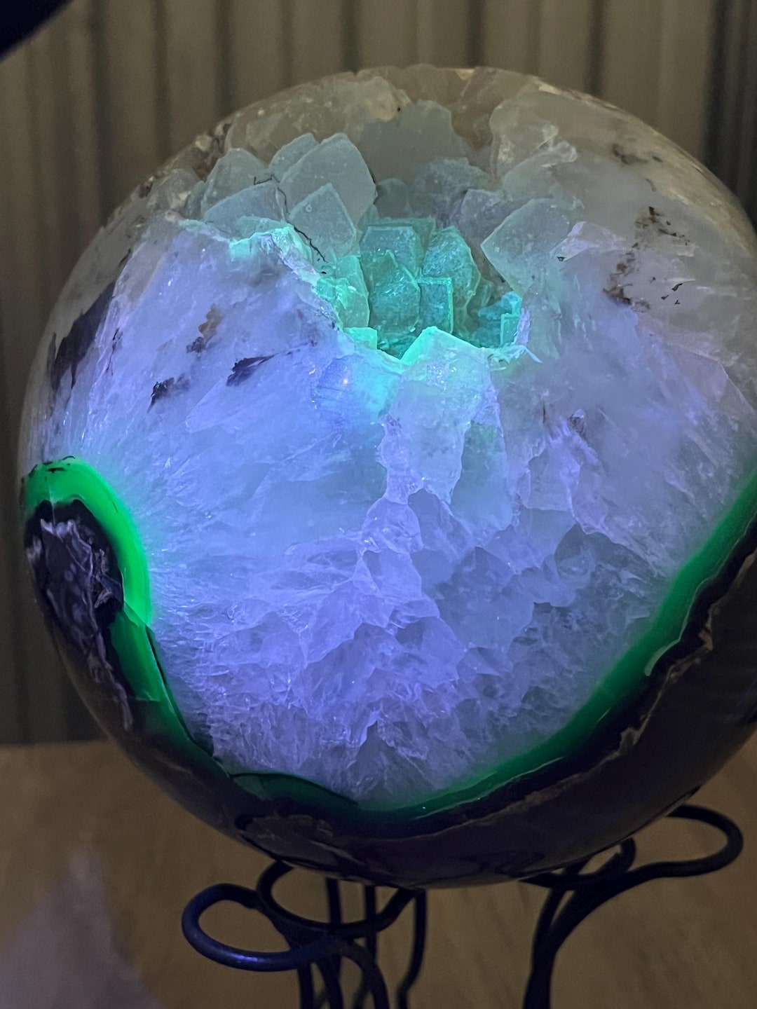 Huge Volcano Agate Sphere With Very High Uv Reaction. Green ALL the Way ...