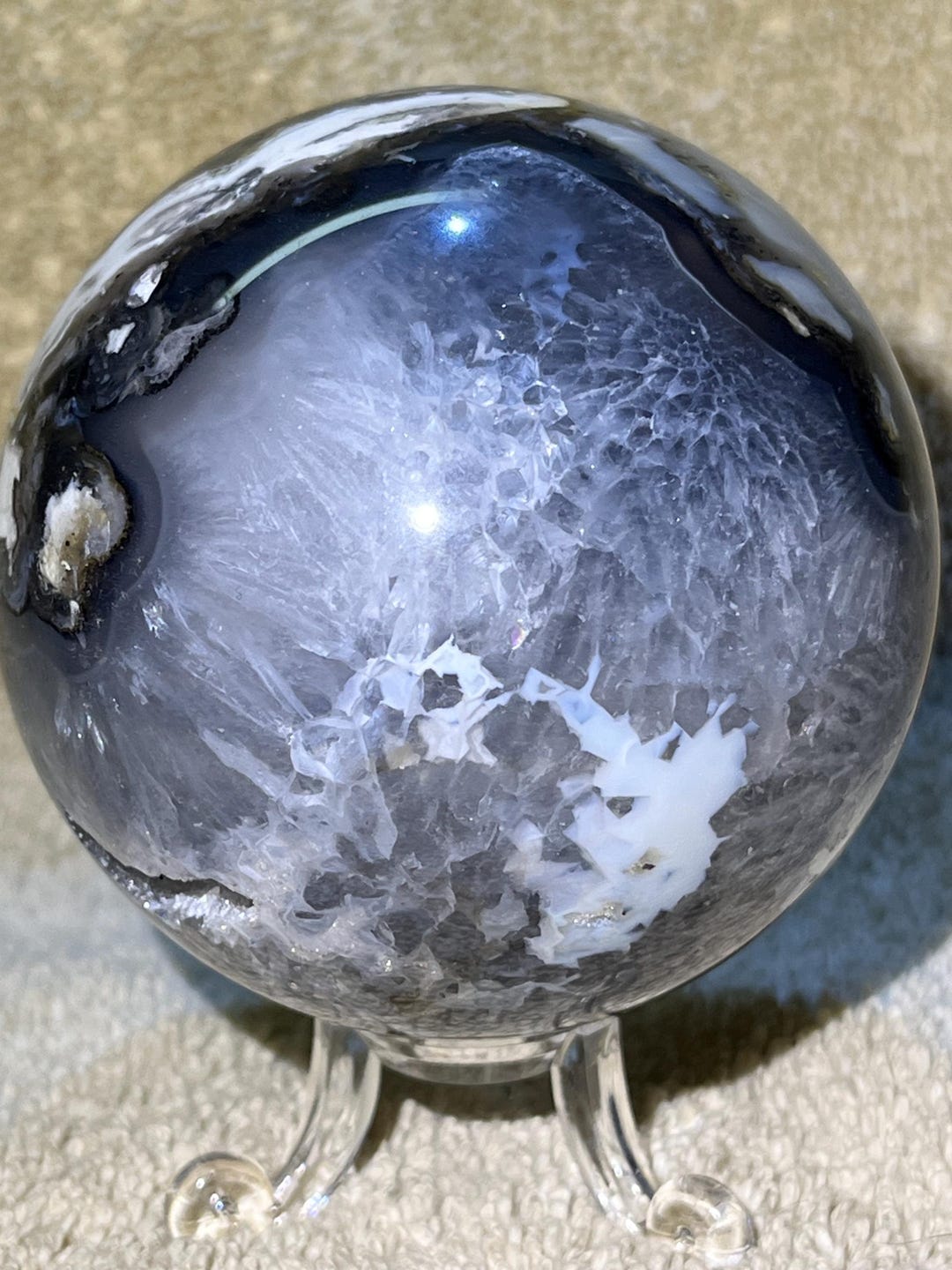 Volcano Agate Sphere With Great Uv Reactions & Sugary Druzy - 1LB 0.9 ...