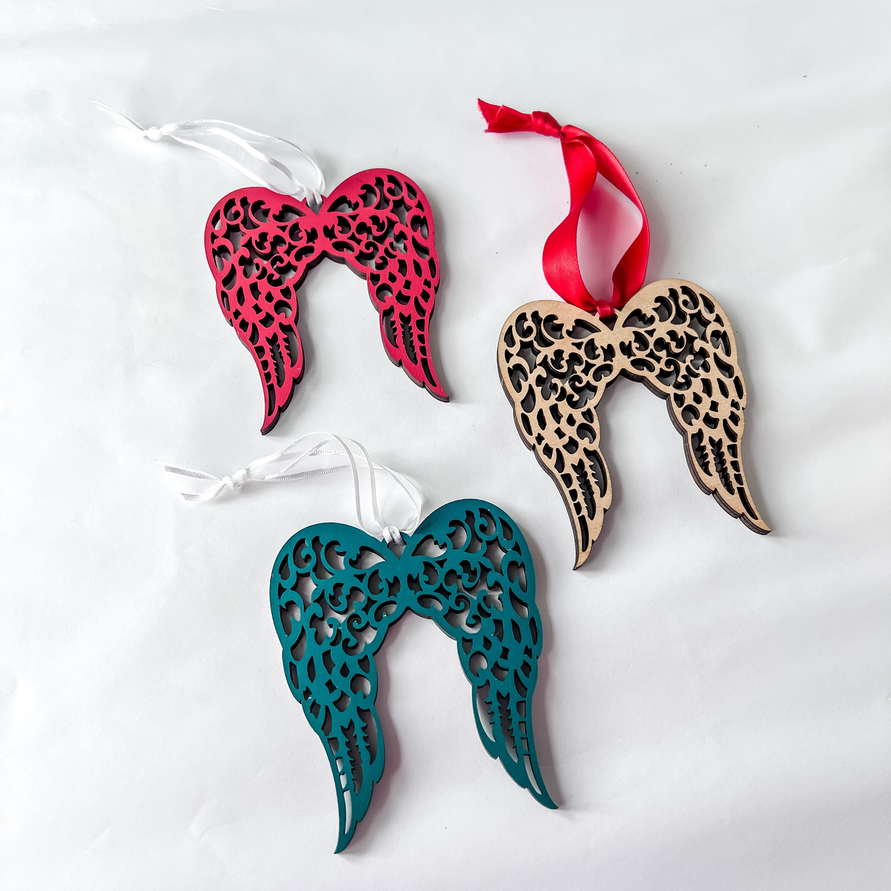 Angel Wing Christmas Wooden Tree Ornament Unique Shatterproof Wood ...