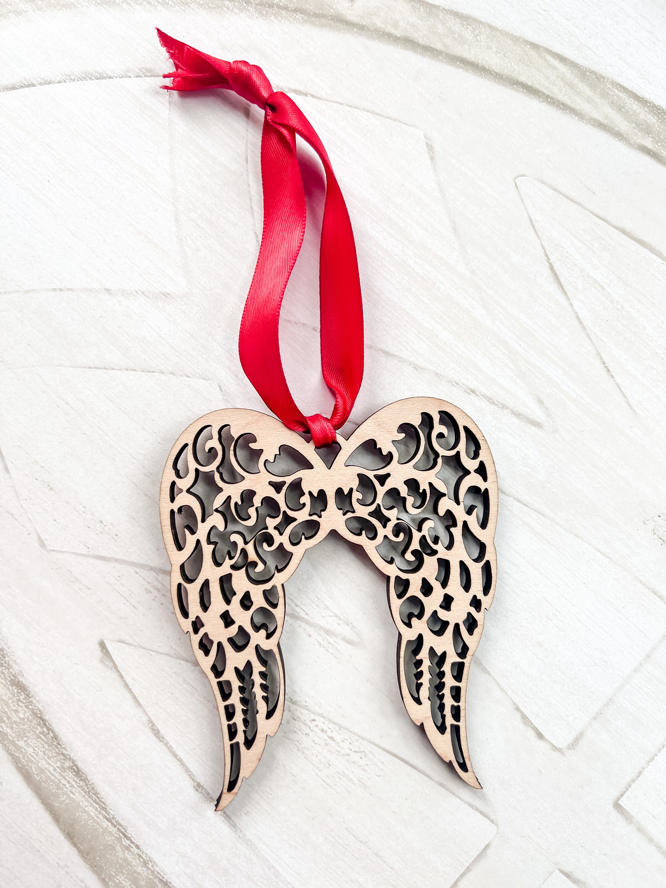 Angel Wing Christmas Wooden Tree Ornament Unique Shatterproof Wood ...