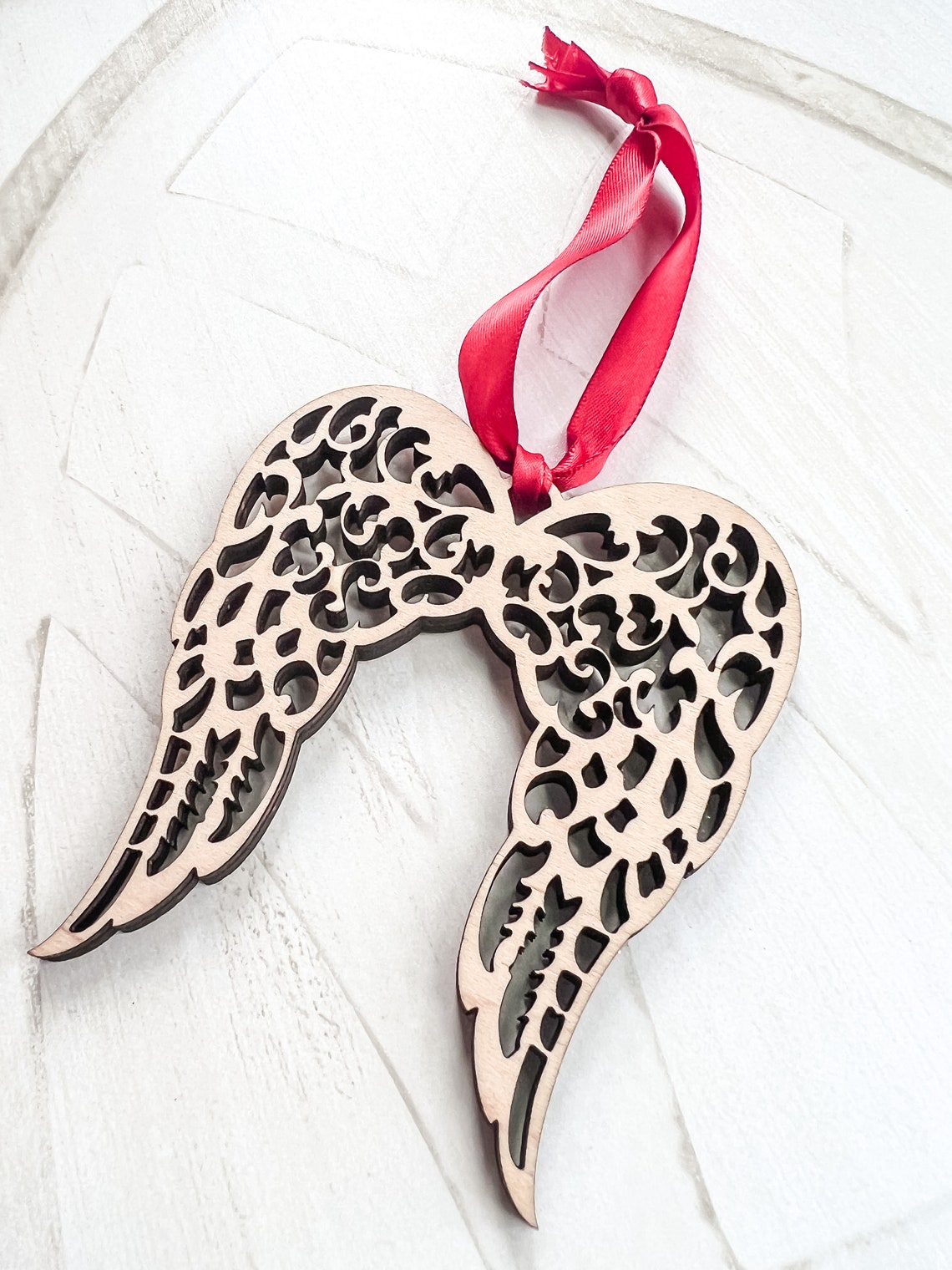 Angel Wing Christmas Wooden Tree Ornament Unique Shatterproof Wood ...