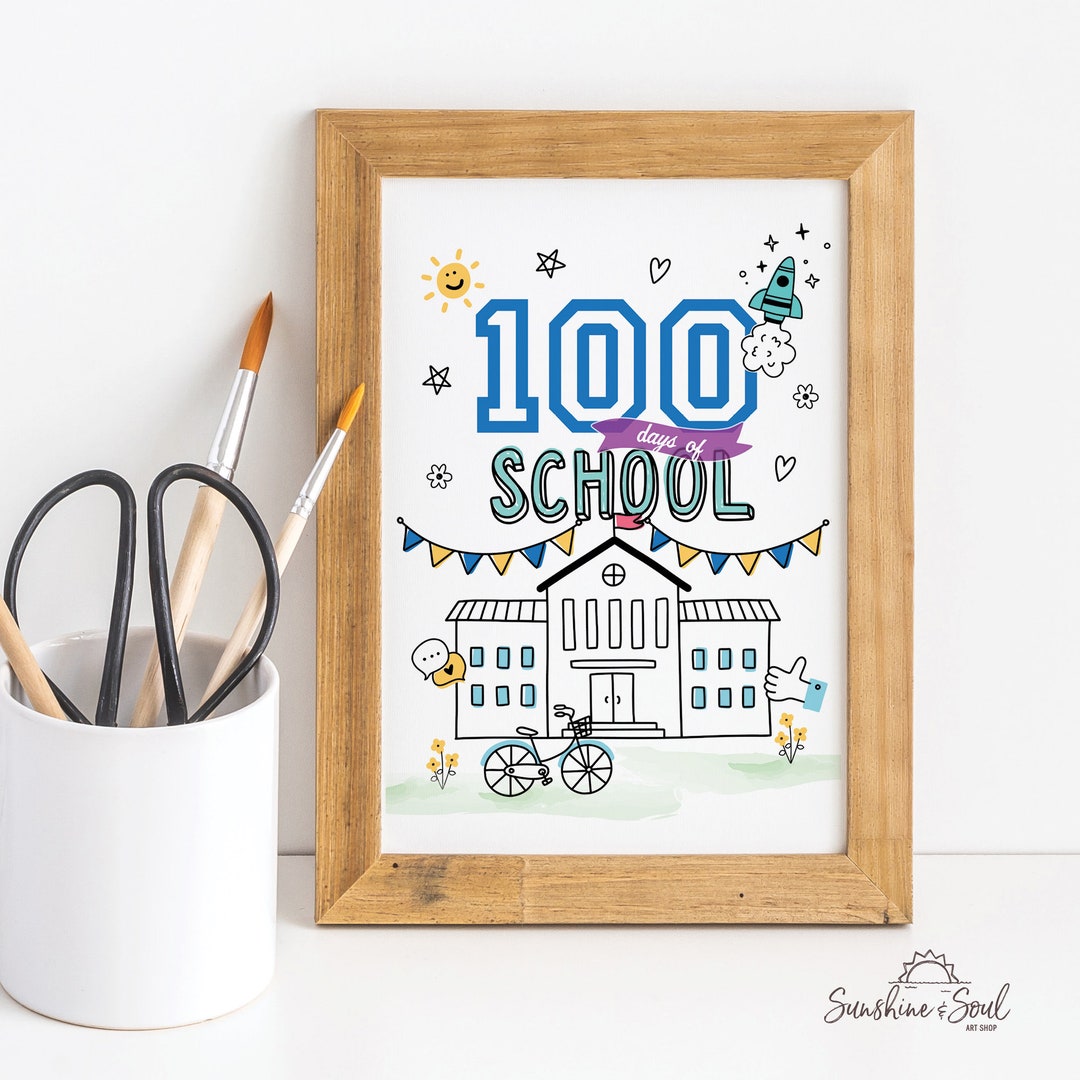 100 Days of School Class Decor, Teacher Printable Wall Art digital ...
