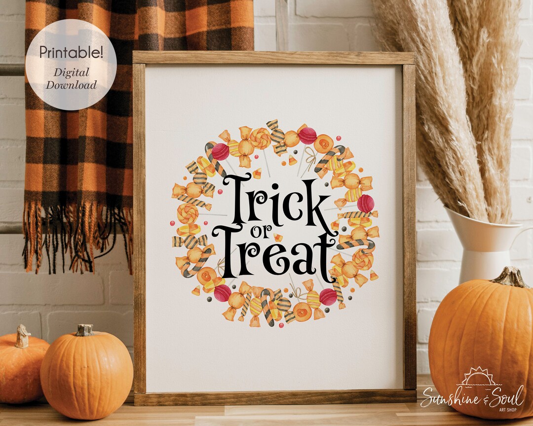 Halloween Candy, Trick or Treat, Printable Wall Art (digital Download ...