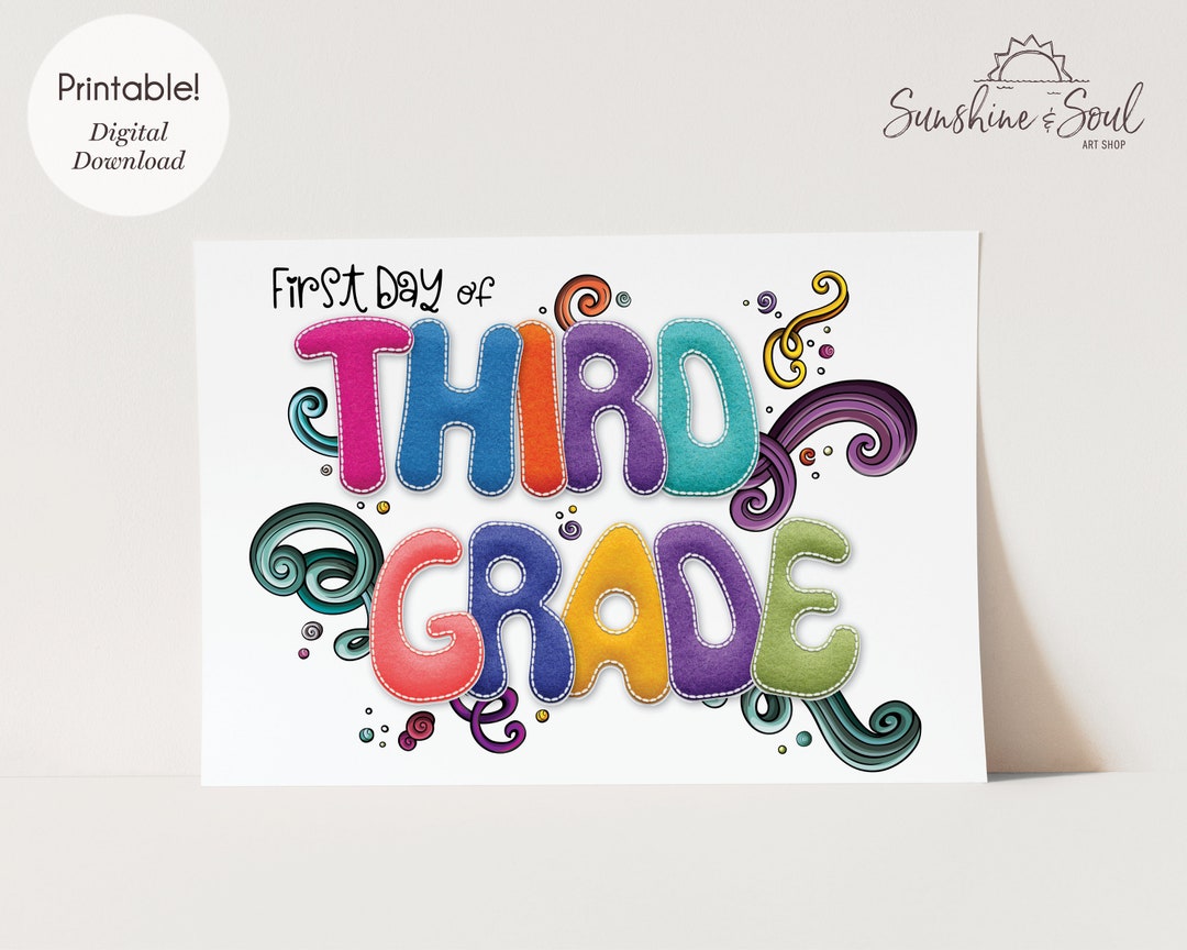 Third Grade, First last Day of School Sign, Printable digital Download ...