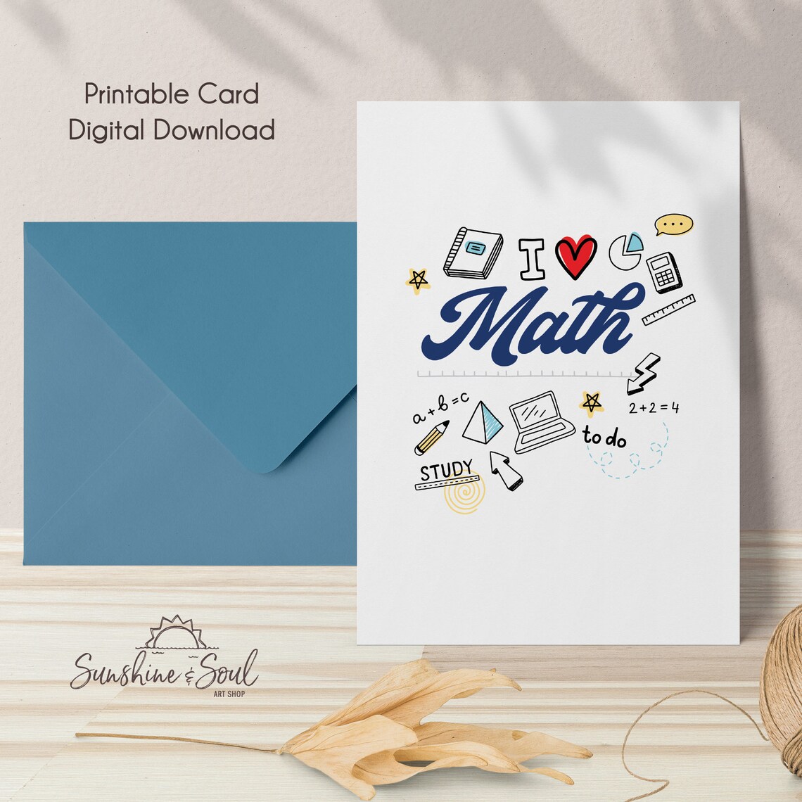 I Love Math, School Teacher Printable Card, Digital Download - Etsy