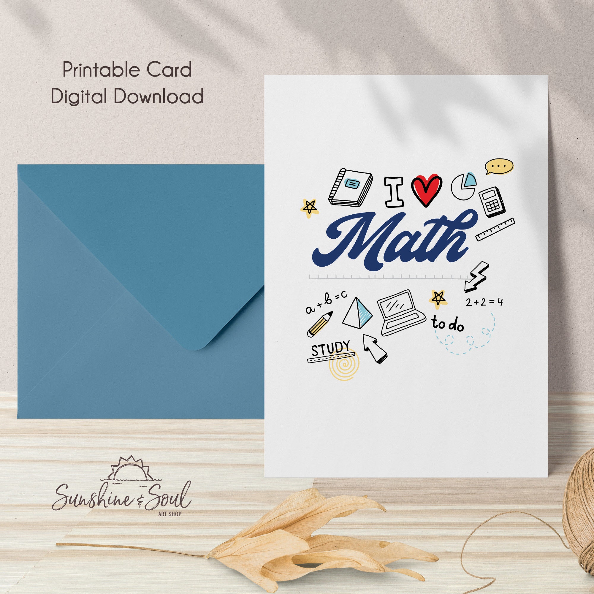 I Love Math, School Teacher Printable Card, Digital Download - Etsy