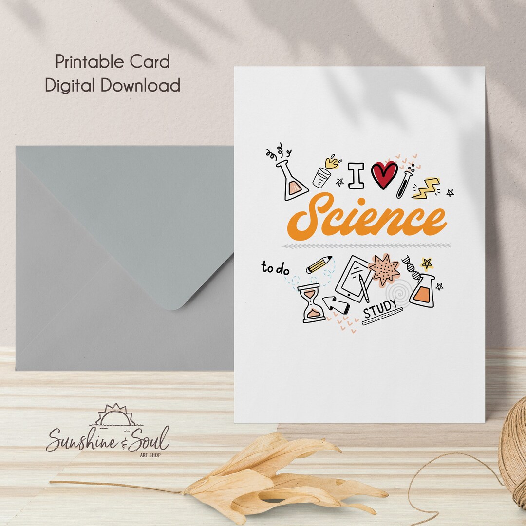 I Love Science, Teacher School Printable Card, Digital Download - Etsy