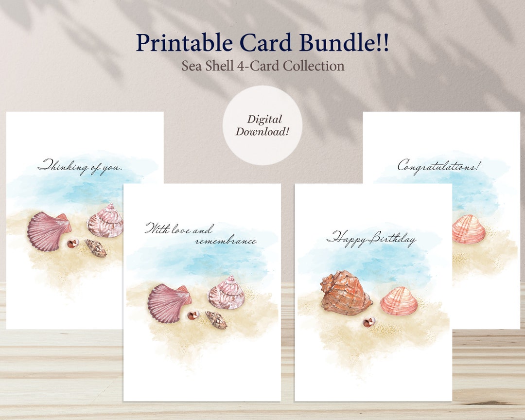 Bundle, Beach Theme Printable Card Collection (digital Download) - Etsy