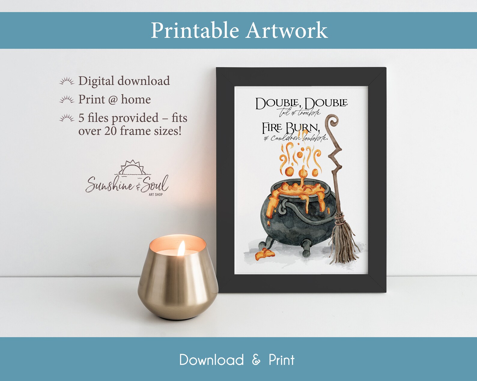 Double Double Toil and Trouble, Witches Cauldron Halloween Printable ...