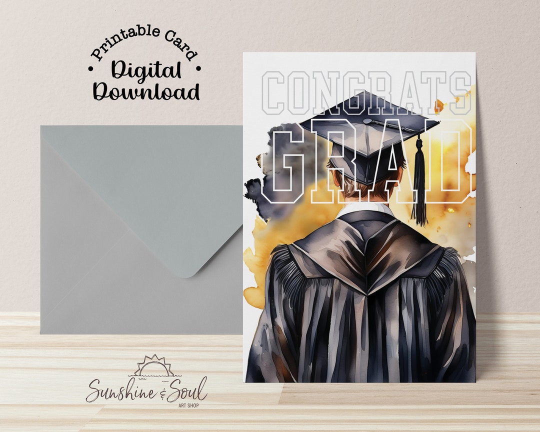 Graduation Congratulations Card (boy), Printable Card, Instant Digital ...