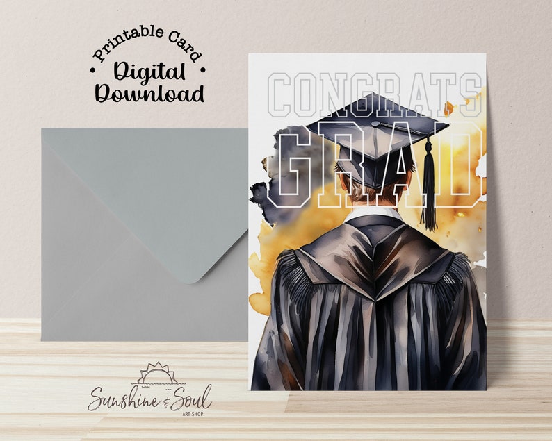 Graduation Congratulations Card (boy), Printable Card, Instant Digital ...