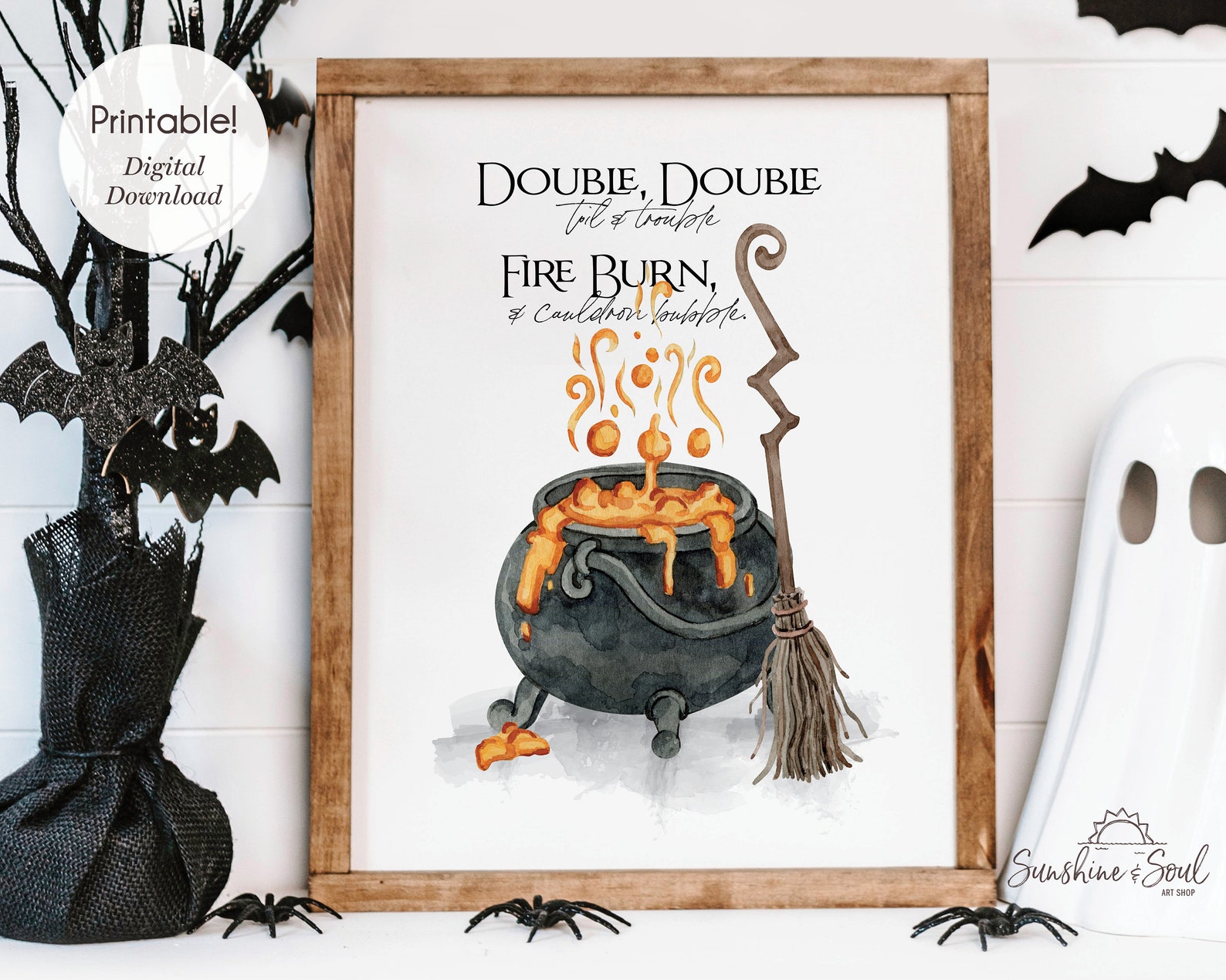 Double Double Toil and Trouble, Witches Cauldron Halloween Printable ...