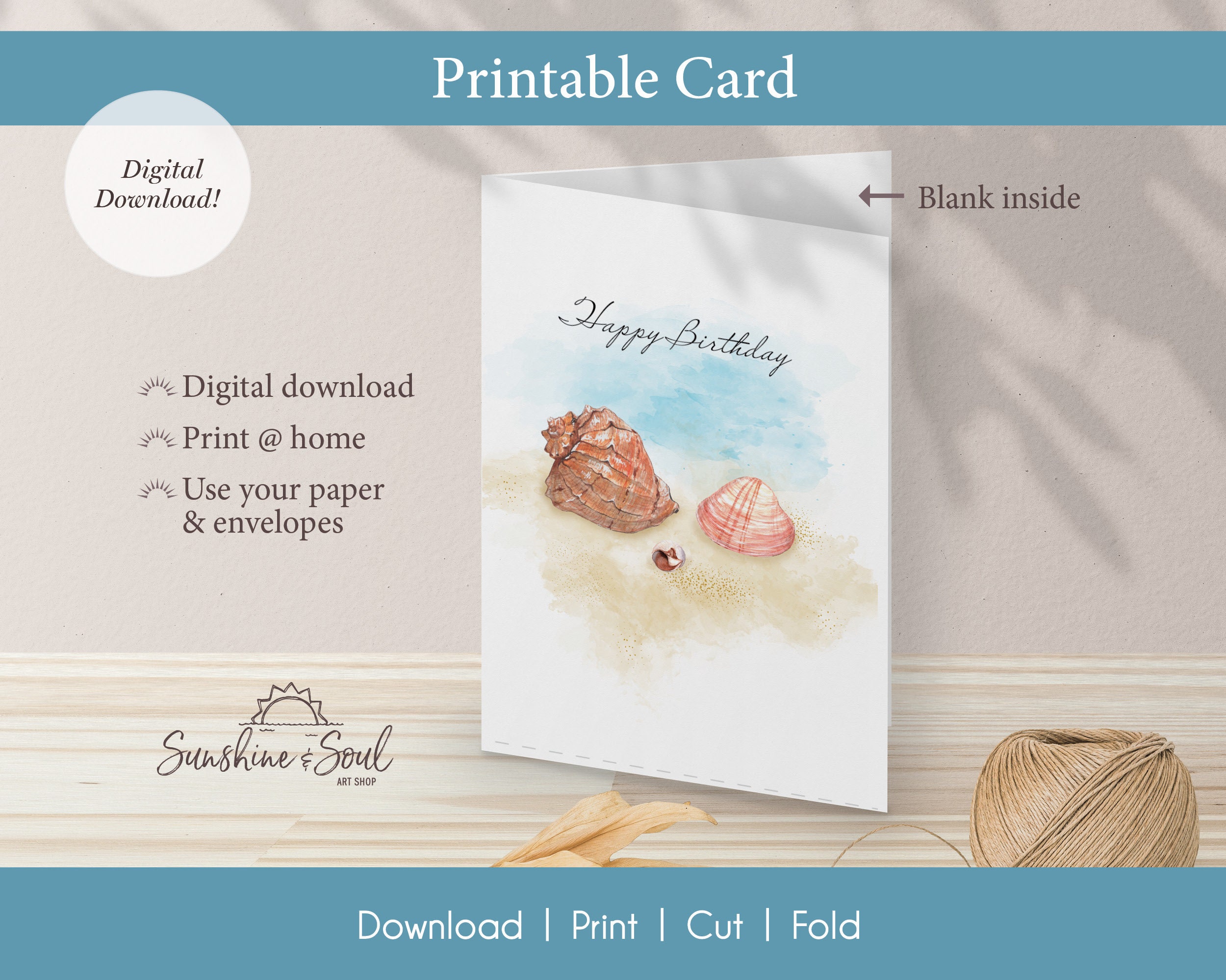 Bundle, Beach Theme Printable Card Collection (digital Download) - Etsy