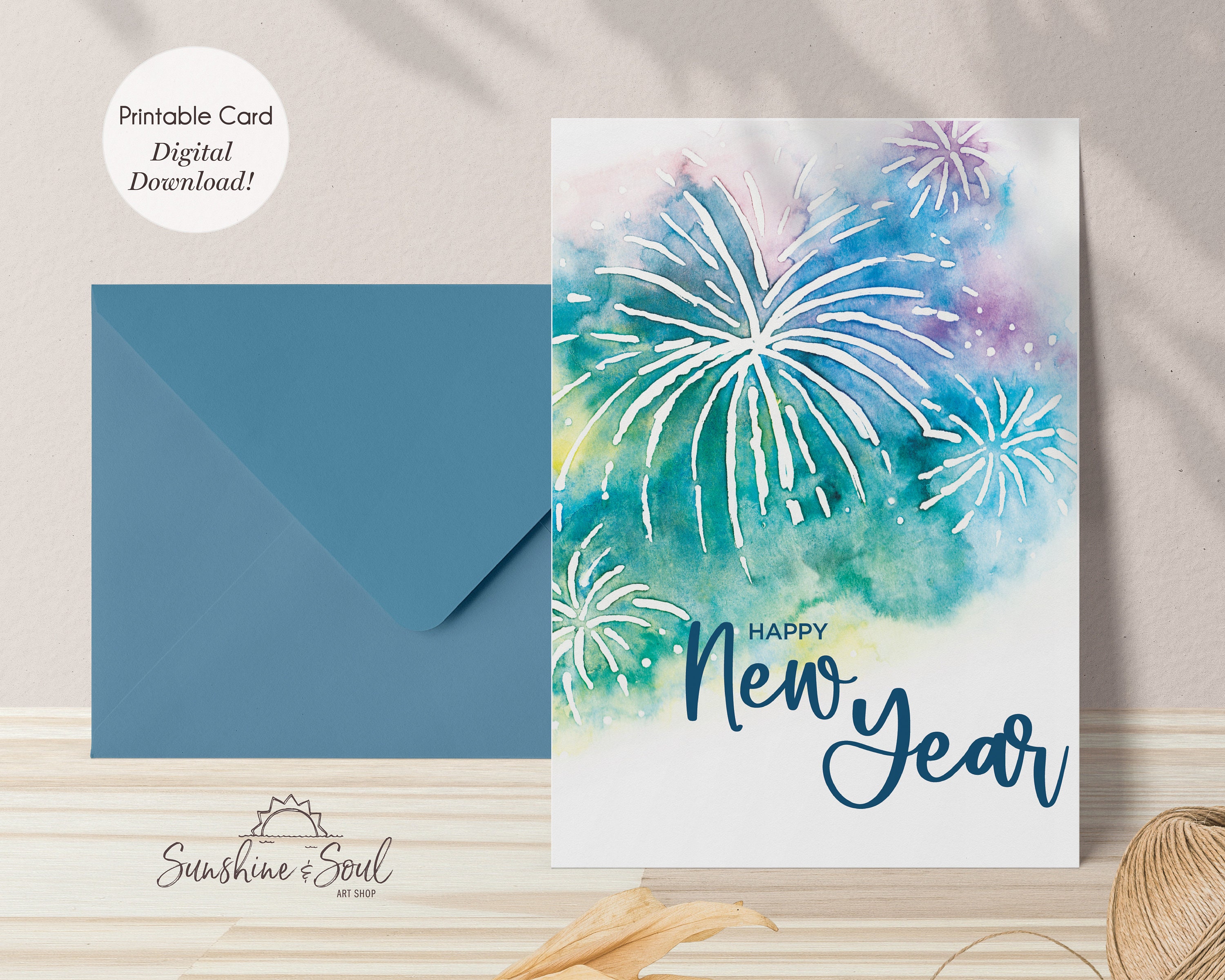 Happy New Years, Fireworks, Printable Card digital Download - Etsy