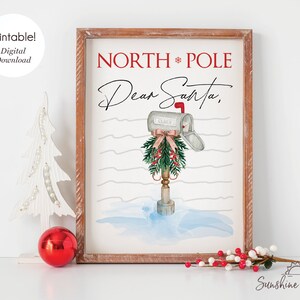 North Pole, Letters to Santa, Holiday Printable Wall Art (digital ...