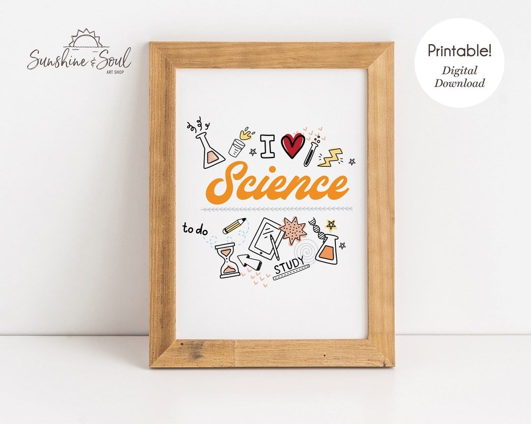I Love Science Class, Printable Science Classroom Decor, Teacher Gift ...