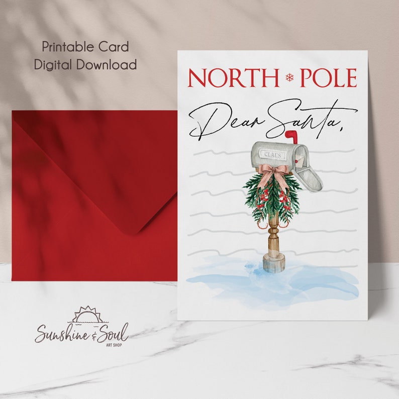 North Pole Letters to Santa, Holiday Card Printable (digital Download ...
