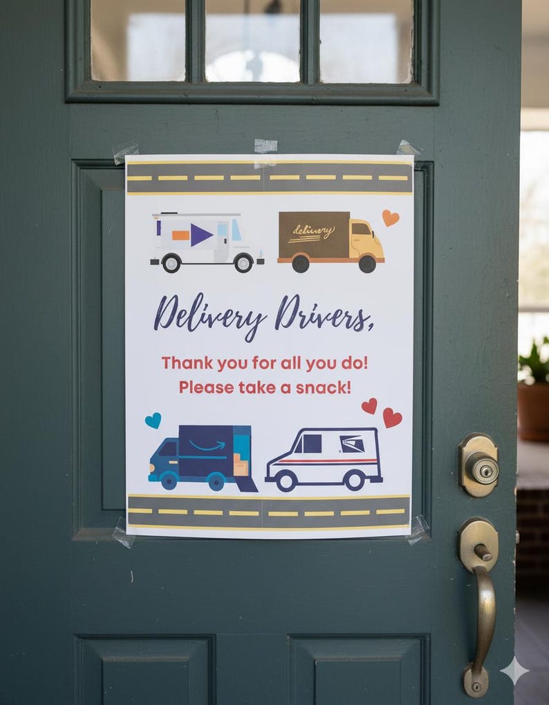 Delivery Drivers Thank You Sign: Front Porch Holiday Decor (instant ...