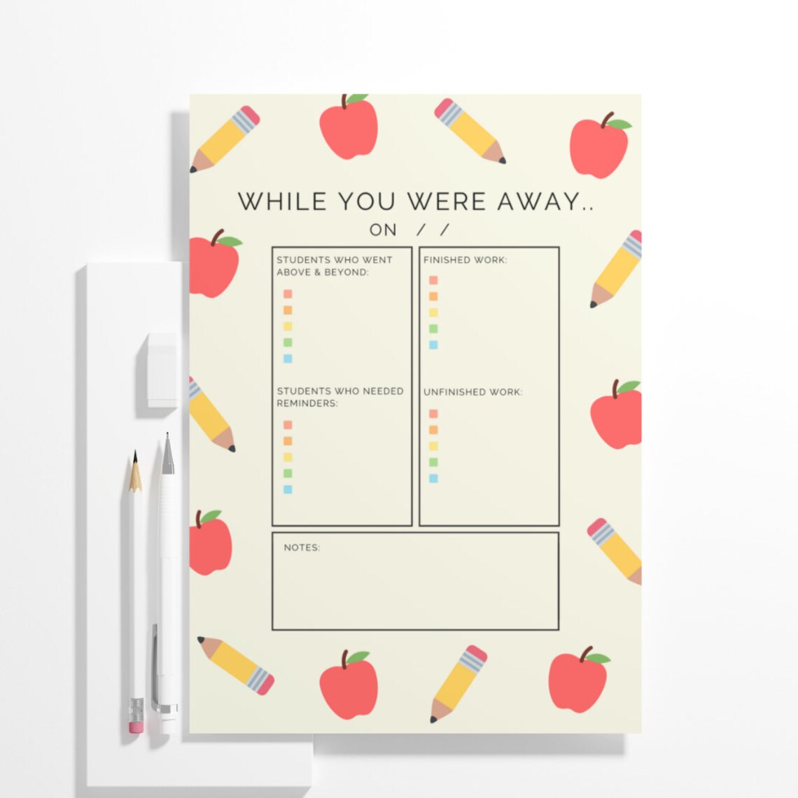 Printable Substitute Teacher Notes, Cute Printable for Teachers, Sub ...