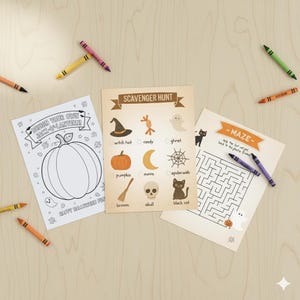 Kids Halloween Activity Packet: Games, Coloring Pages, Scavenger Hunt ...