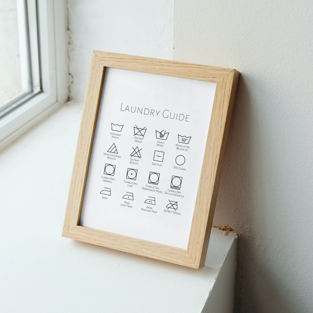 Laundry Guide Sign, Printable Sign for Laundry Room, Care Instructions ...