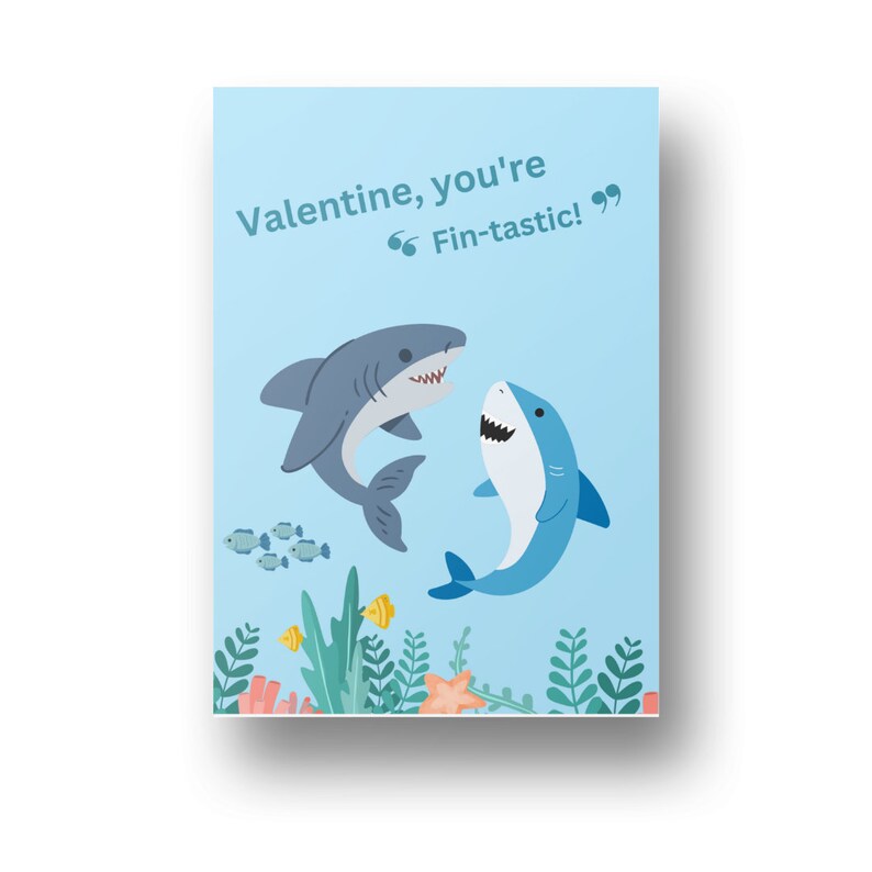 Fin-tastic Valentine Printable Valentines DIY Valentine Shark Valentine ...