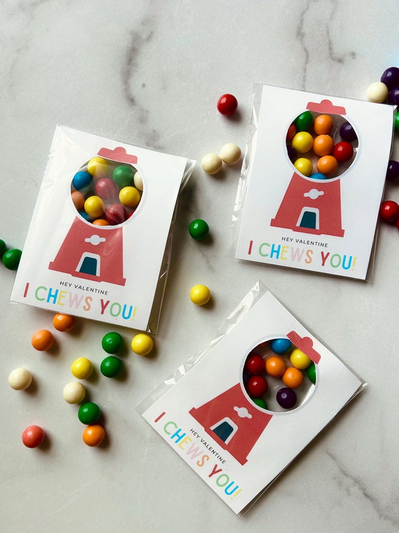 Gumball Machine Printable Valentine Valentines Day Printable I Chews ...