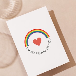 I'm so Proud of You Card, Rainbow Pride Greeting Card, Cute Pride Card ...