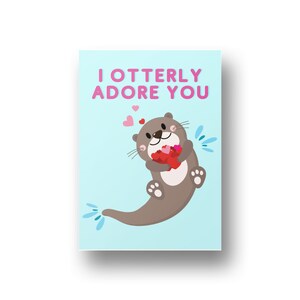 Otter Printable Valentine | Ottery Adore You | DIY Cute Otter ...