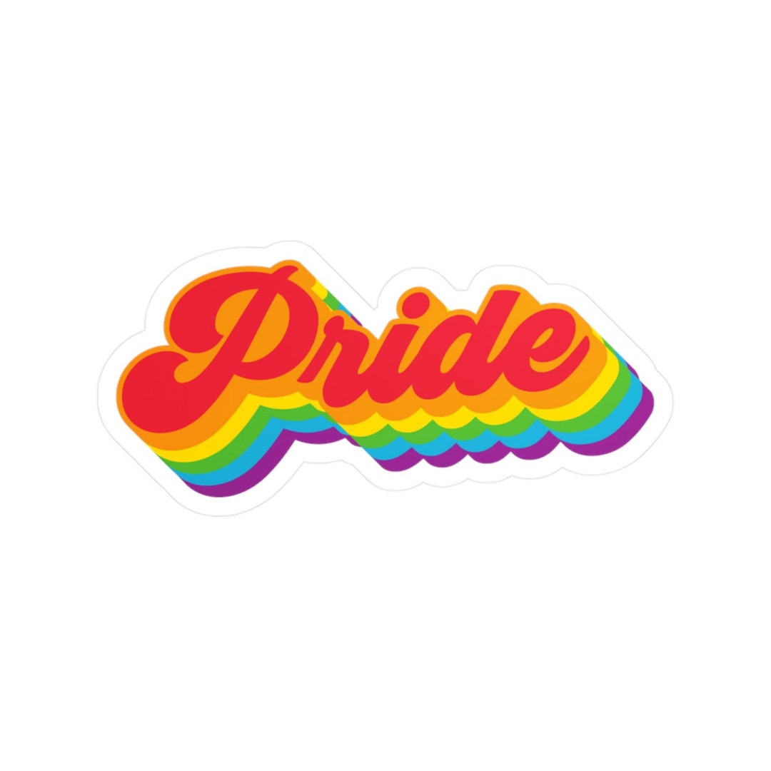 Pride Sticker, Rainbow Vintage Font Pride Sticker - Etsy
