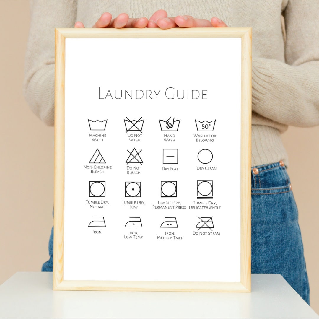 Laundry Guide Sign, Printable Sign for Laundry Room, Care Instructions ...