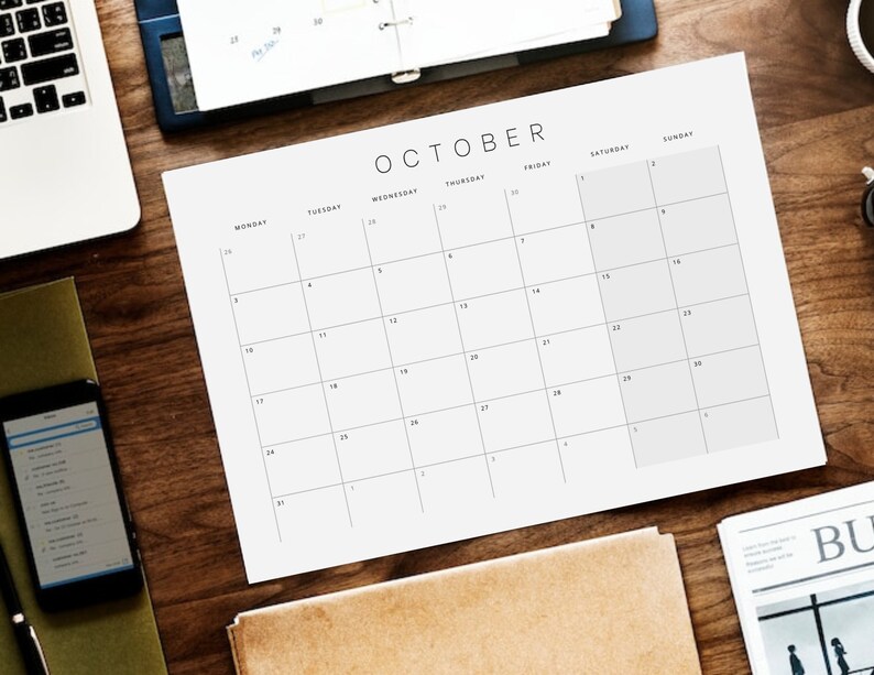 2023 Calendar Printable Simple Calendar Monthly Planner Wall Calendar ...