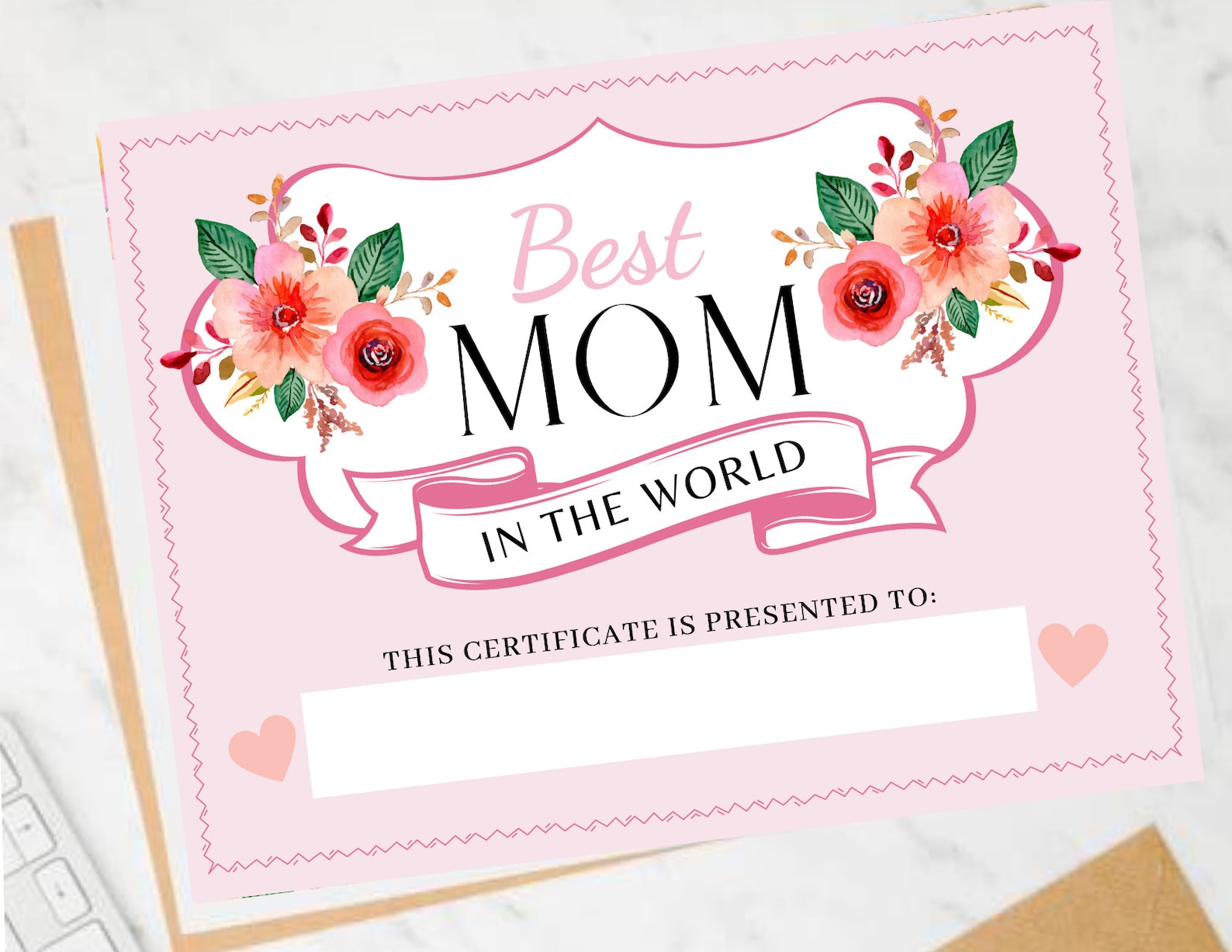 Best Mom in the World Certificate, Award for Mom, Mother's Day Gift ...