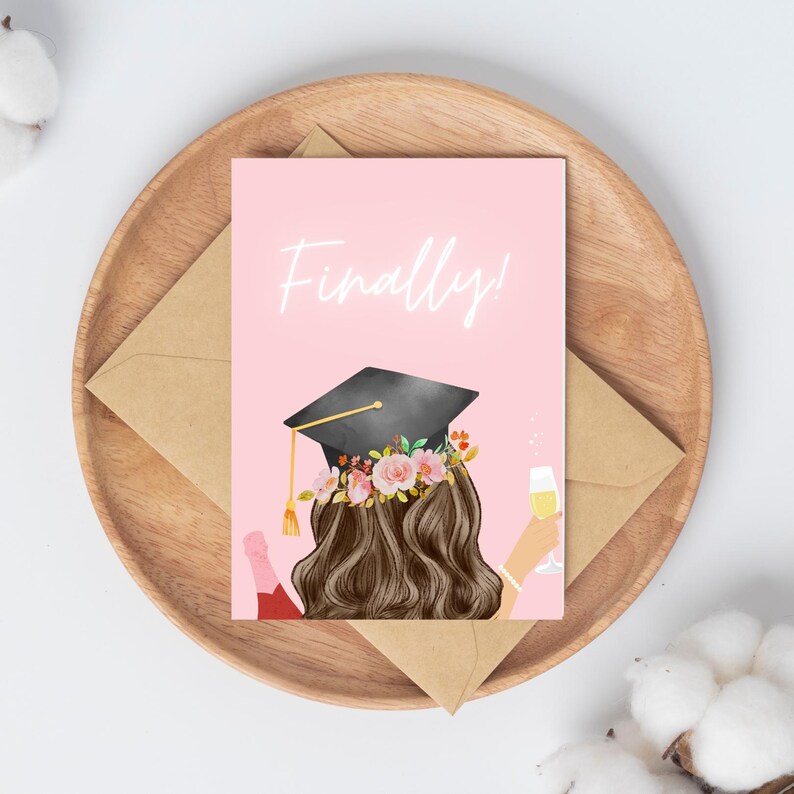 Cute Printable Graduation Card, Finally Graduation Card for Her, Cute ...