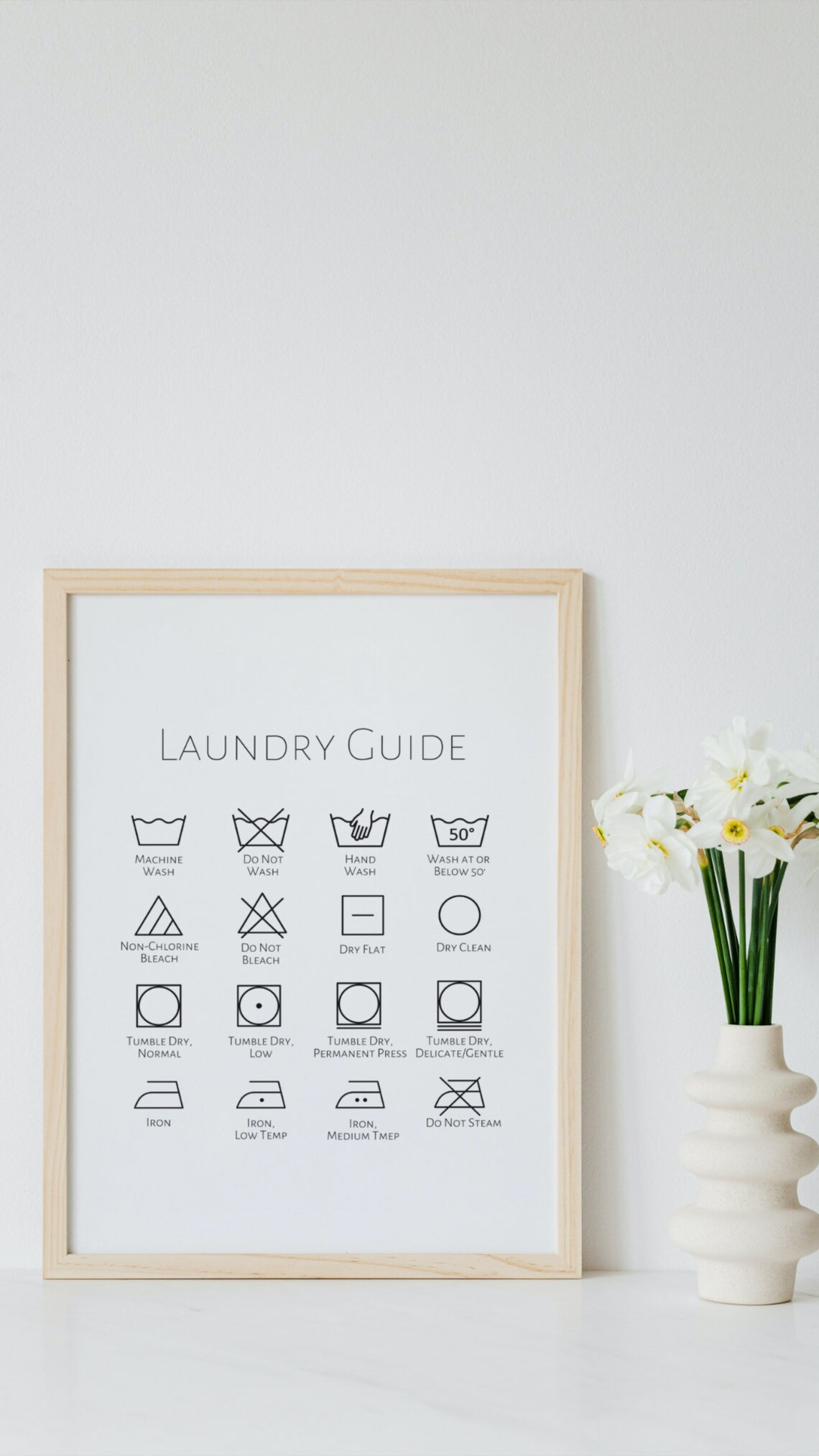 Laundry Guide Sign, Printable Sign for Laundry Room, Care Instructions ...