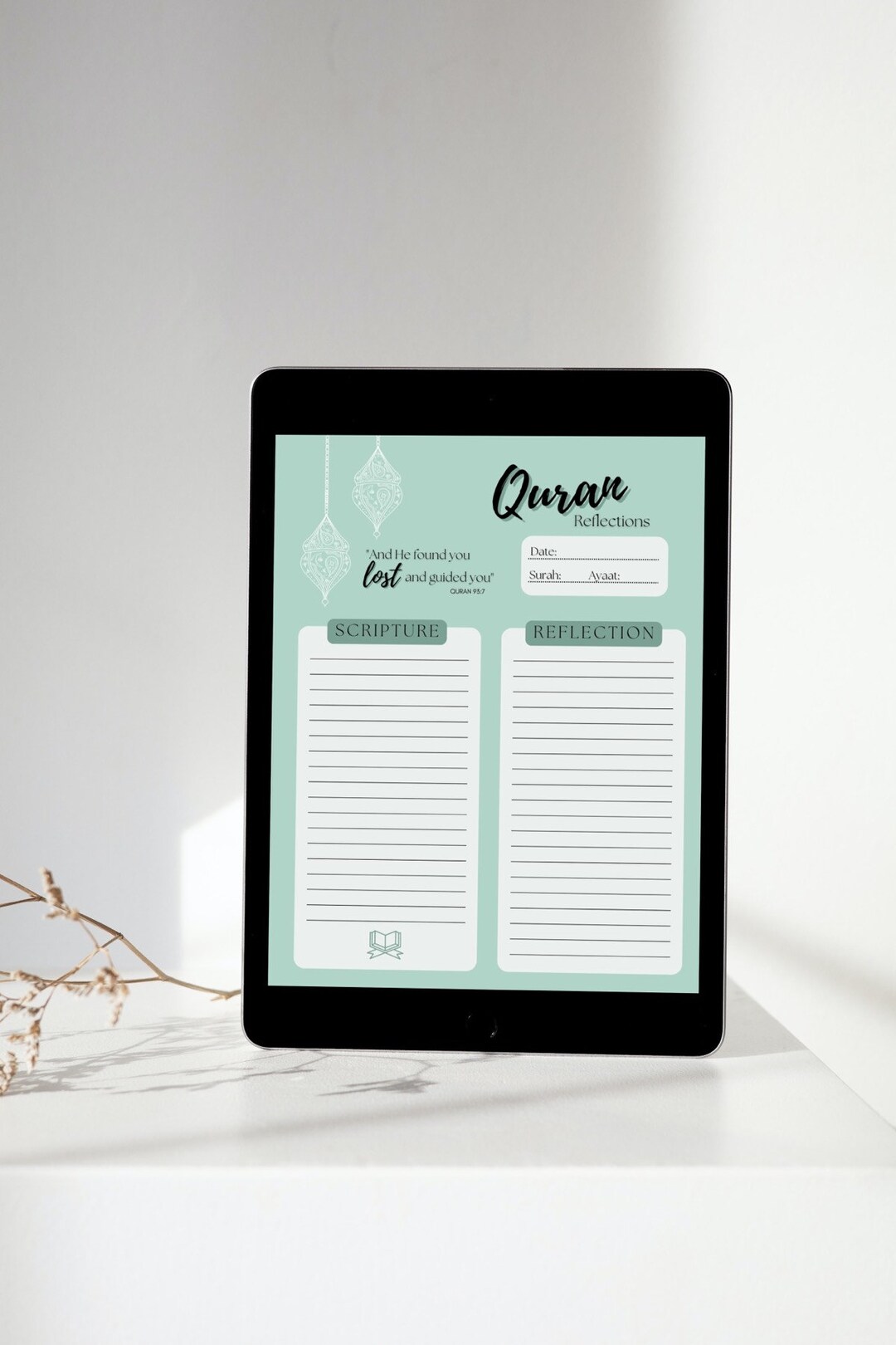 Quran Reflection Journal Page | Islamic Planner + Journal | PDF ...