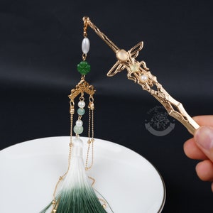 Green Sword Shaped Hair Stick,gold Sword Shaped Hairpin,crystal Hairpin ...
