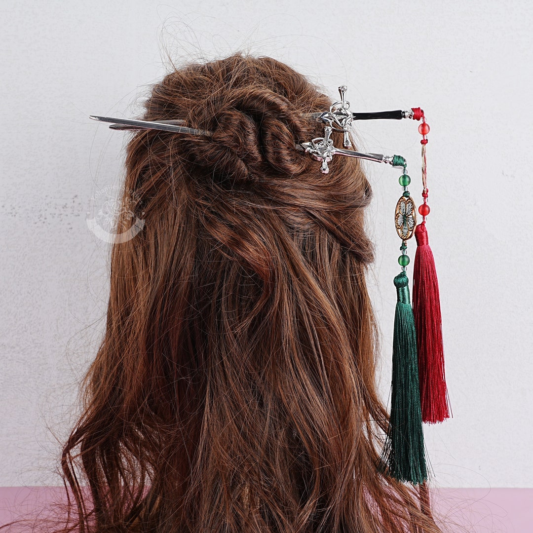 Silver Metal Hair Stick,elven Sword Hairpin,bun Holder for Women,hair ...