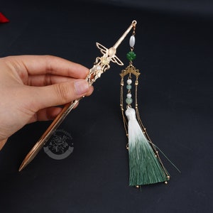 Green Sword Shaped Hair Stick,gold Sword Shaped Hairpin,crystal Hairpin ...