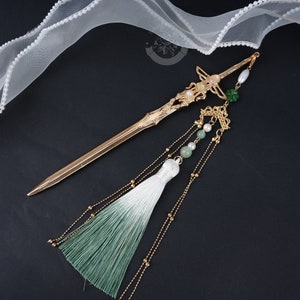 Green Sword Shaped Hair Stick,gold Sword Shaped Hairpin,crystal Hairpin ...