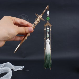 Green Sword Shaped Hair Stick,gold Sword Shaped Hairpin,crystal Hairpin ...