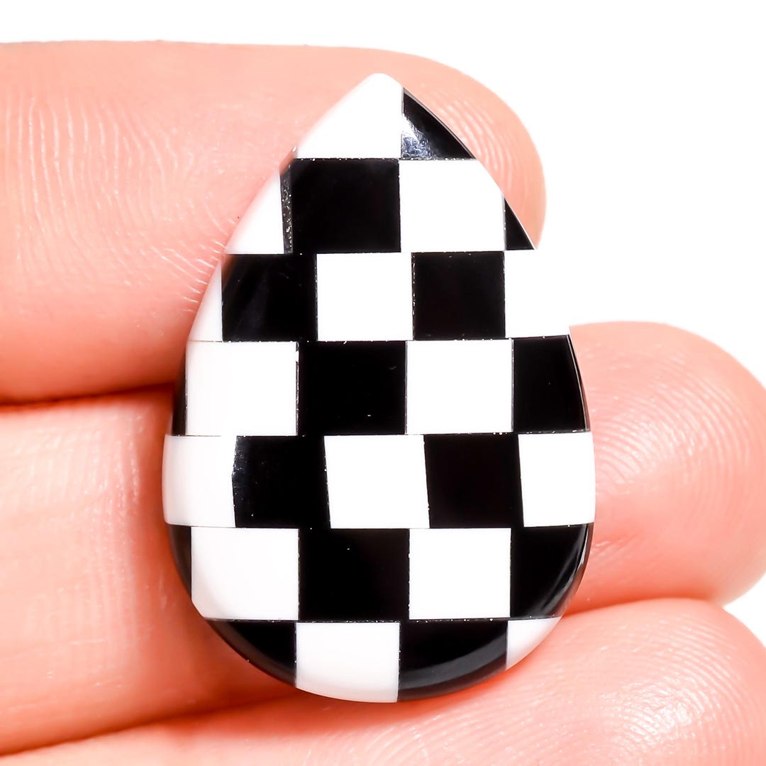 Checker Board Gemstone Pear Shape Checker Board Pattern Cabochon ...