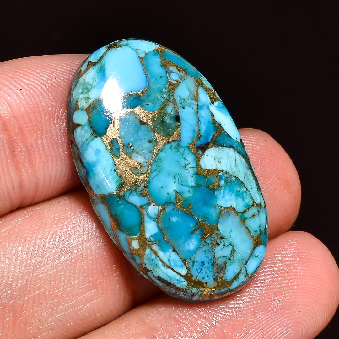 Natural Blue Copper Turquoise Gemstone, Round Shape Copper Turquoise ...
