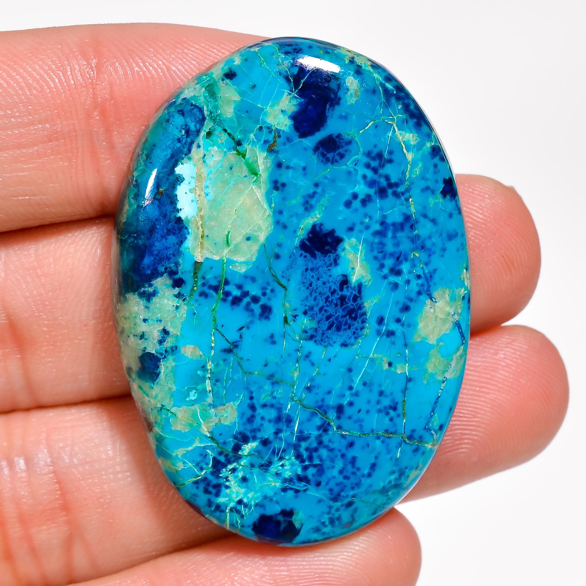 Natural Azurite Cabochon, Loose Gemstone Mix Shape Azurite Crystal Both ...