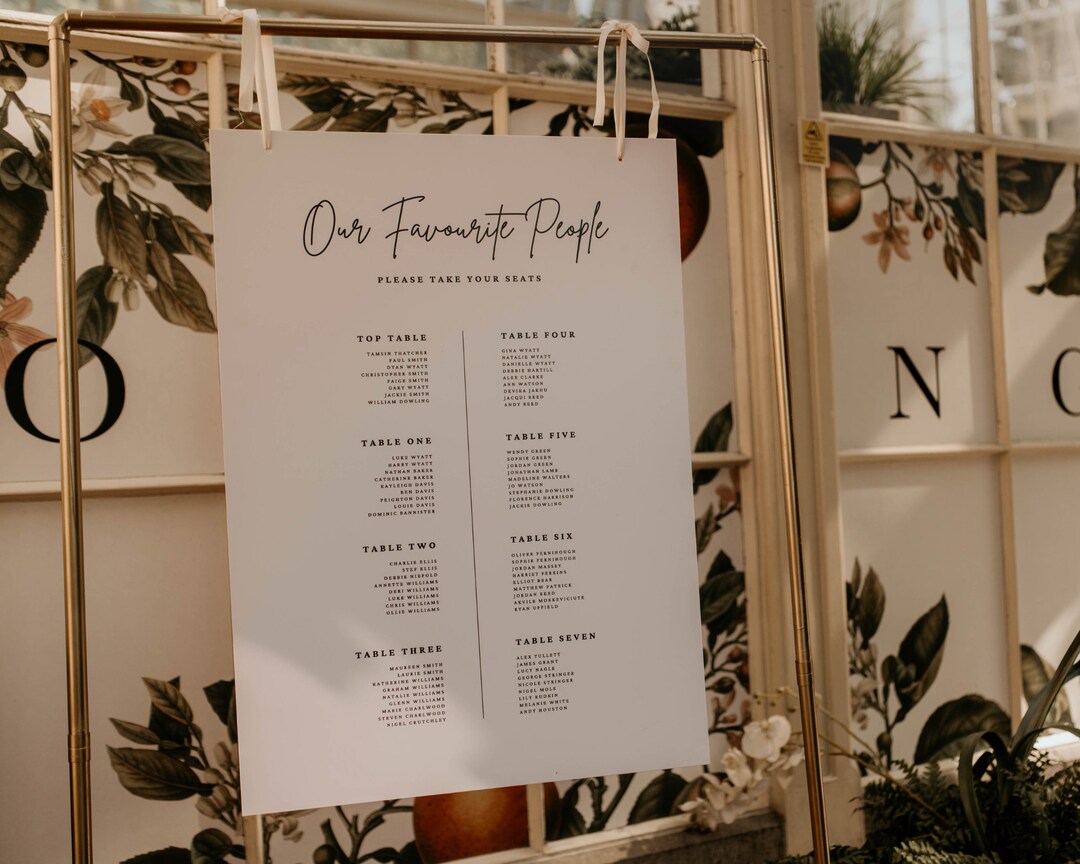 Our Favourite People White Seating Chart Template, Editable Seating ...