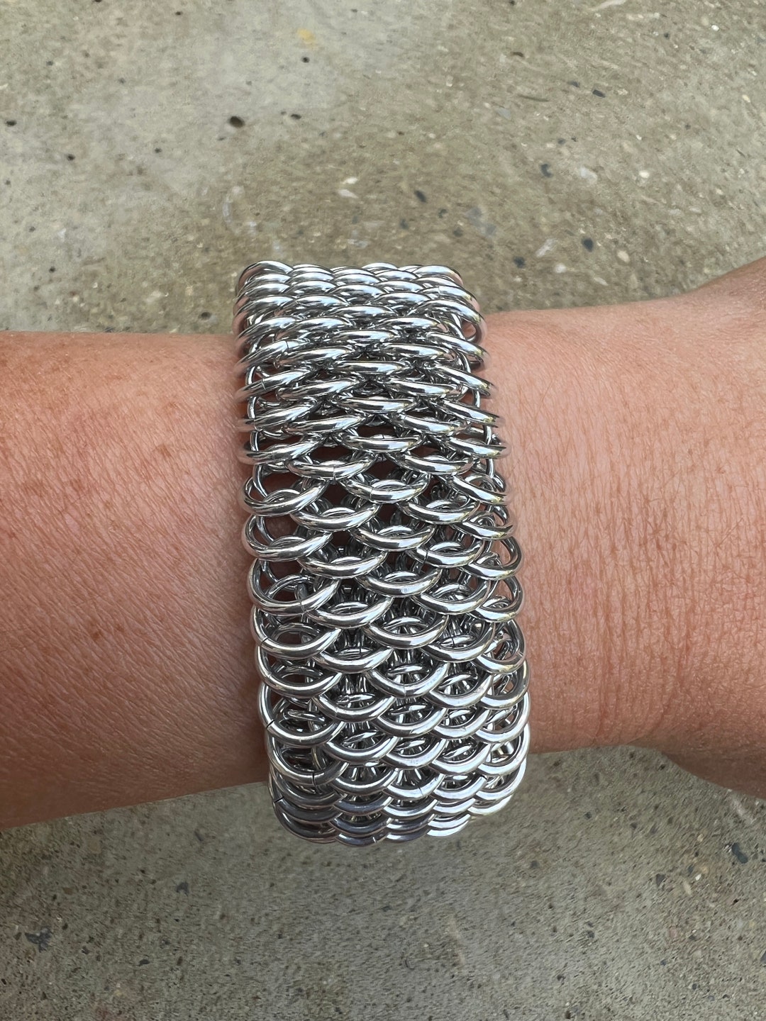 Silver Dragonscale Chainmaille Bracelet - Handcrafted Elegance - Etsy